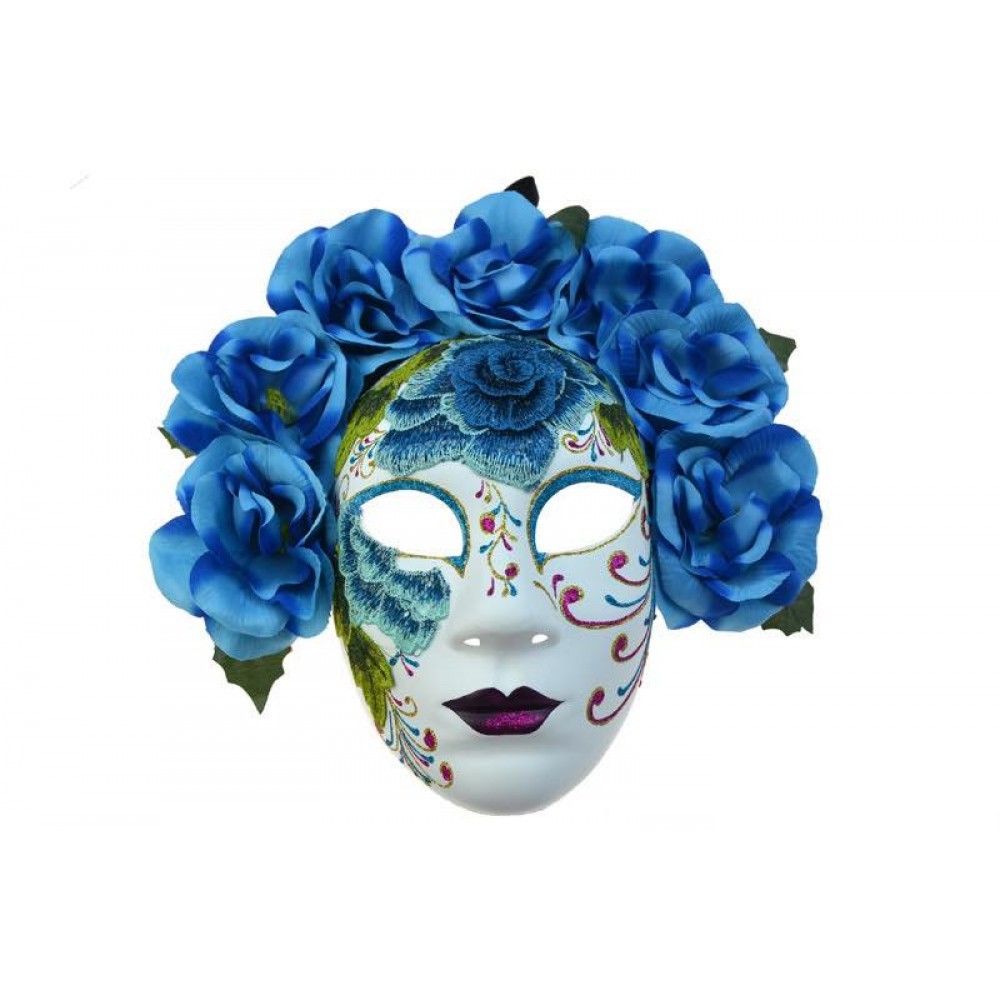 DOD Mask Blue Flowers | Fiesta Party Supplies