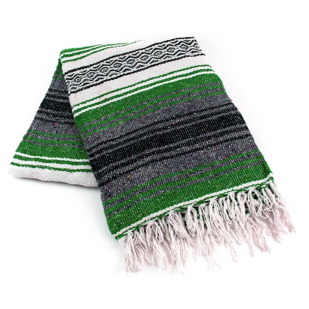 Emerald Green Mexican Serape Blanket | Amols'